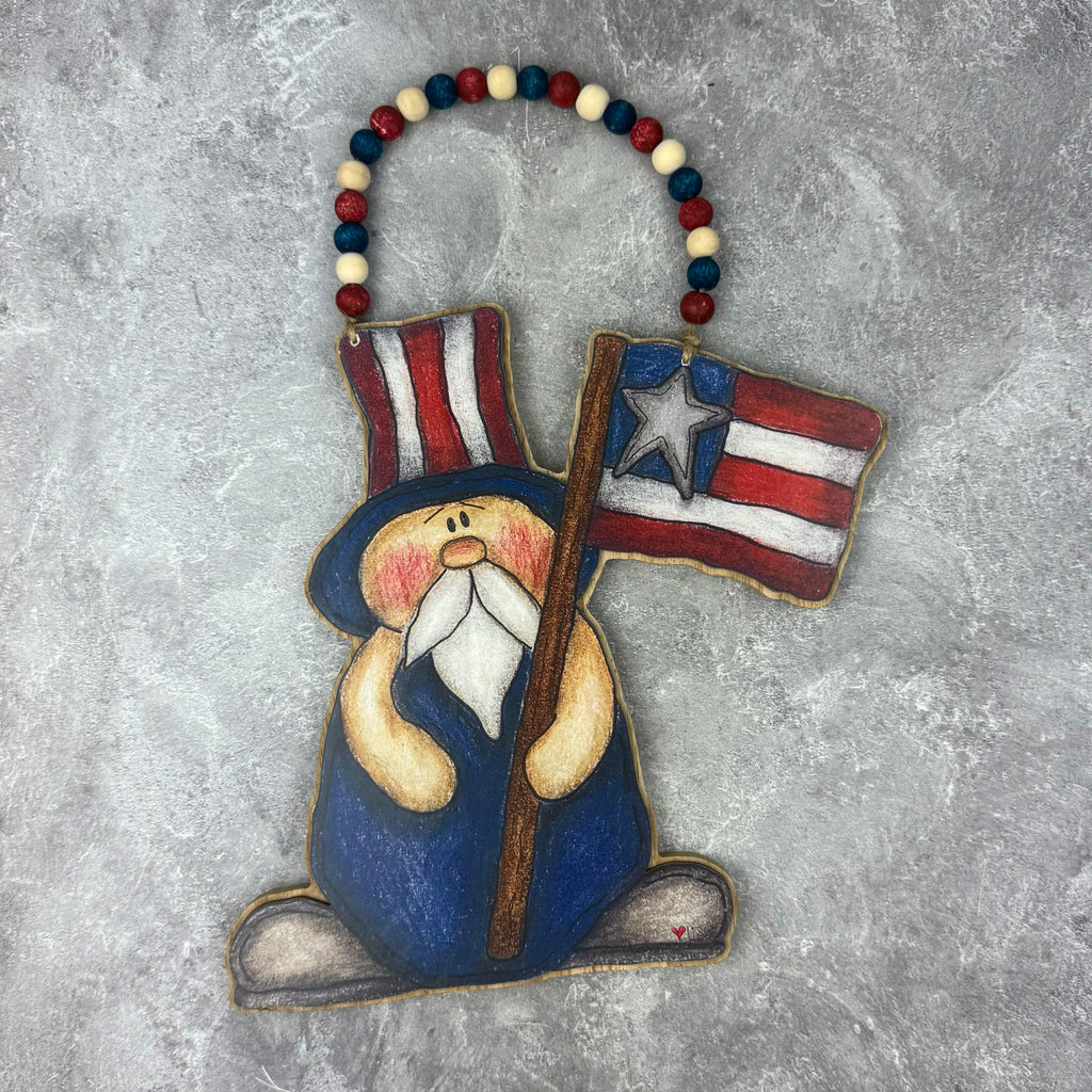 Large Uncle Sam Doodle Hanger with Beads – Honey and Me Collective